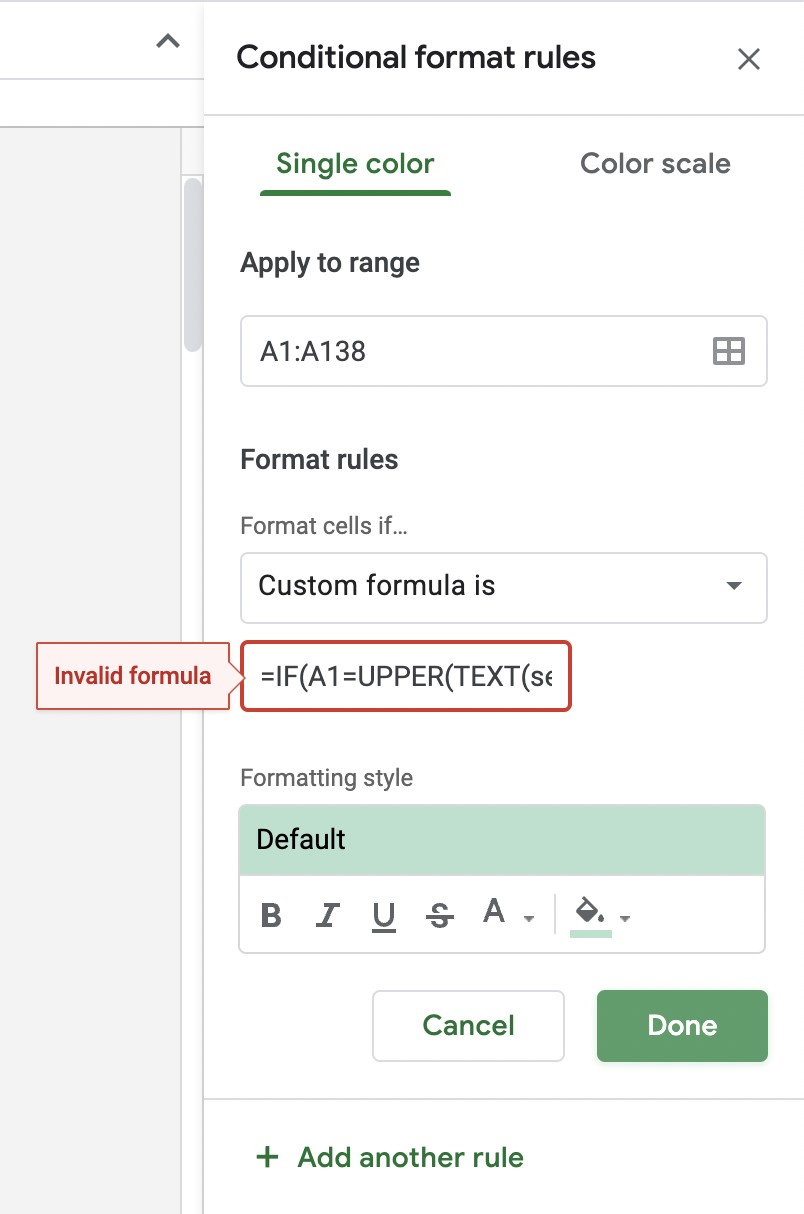 Set Conditional Format Based On Another Cell Value In Google Sheets ...