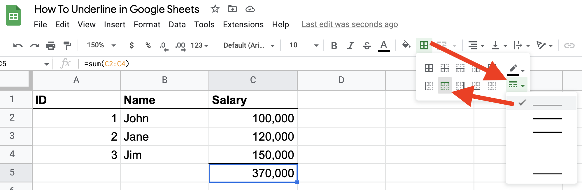3 Different Ways To Underline In Google Sheets: Shortcuts, Borders ...